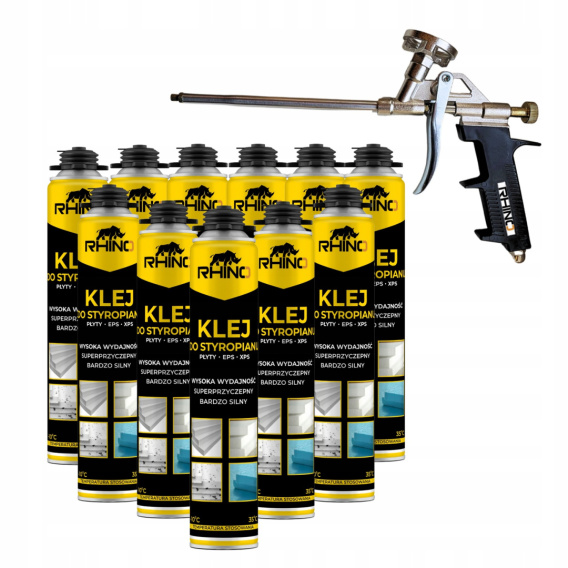 Zestaw 11x Piano klej do styropianu RHINO Pistolet BLACK RHINO > RHINO